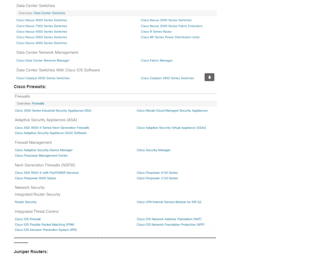 Solved List all the current Cisco router, switch and | Chegg.com