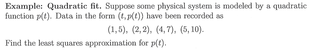 Solved Example: Quadratic fit. Suppose some physical system | Chegg.com