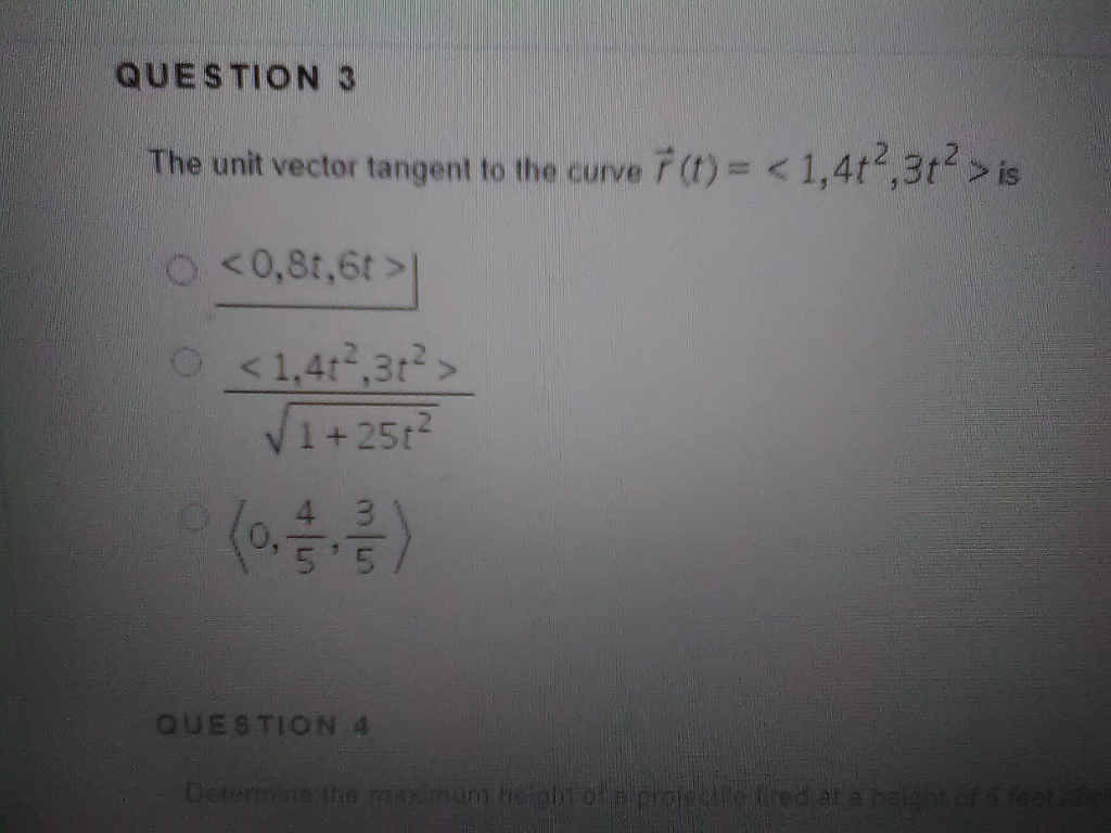 Solved The unit vector tangent to the curve r (t)