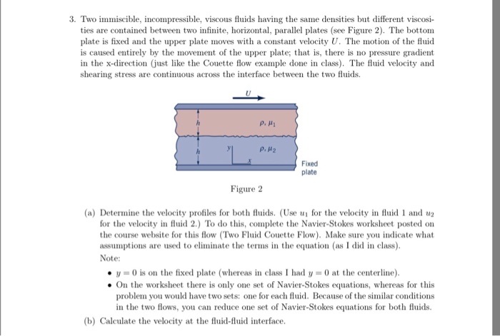 Solved Two immiscible, incompressible, viscous fluids having | Chegg.com