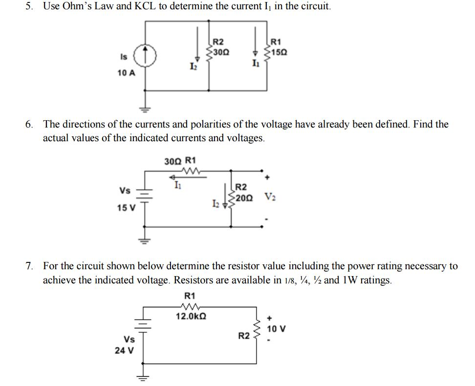 Solved Use Ohms Law And Kcl To Determine The Current I 1 In