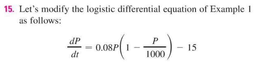 Solved 15. Let's modify the logistic differential equation | Chegg.com
