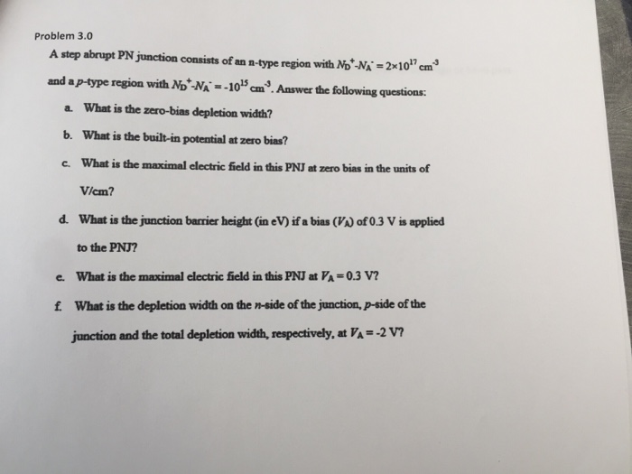 Solved A step abrupt PN junction consists of an n-type | Chegg.com