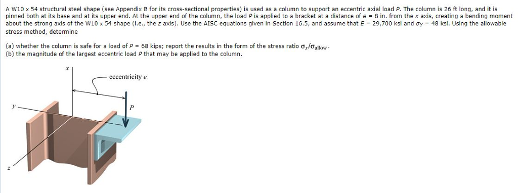 Solved A W10 x 54 structural steel shape (see Appendix B for | Chegg.com