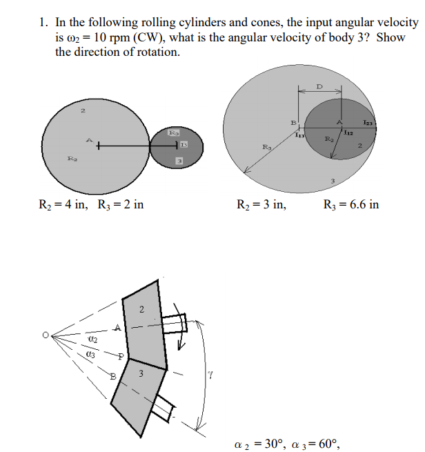 Solved 1. In the following rolling cylinders and cones, the | Chegg.com