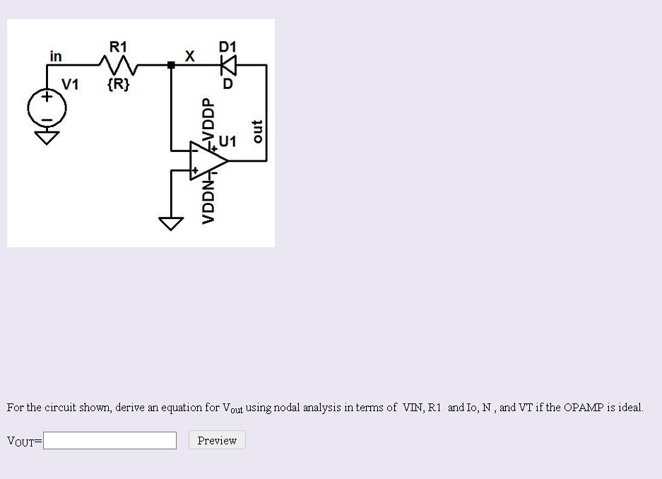Solved For the circuit shown, derive an equation for V_out | Chegg.com