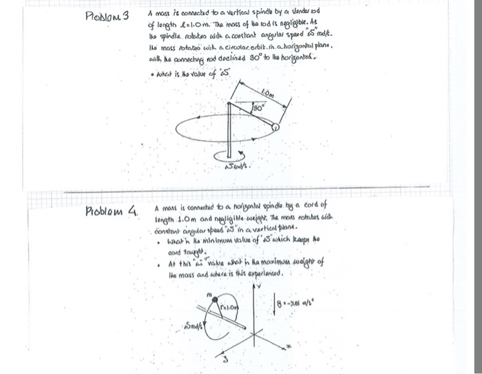 Solved A mass is connected to a vertical spindle by a vendor | Chegg.com