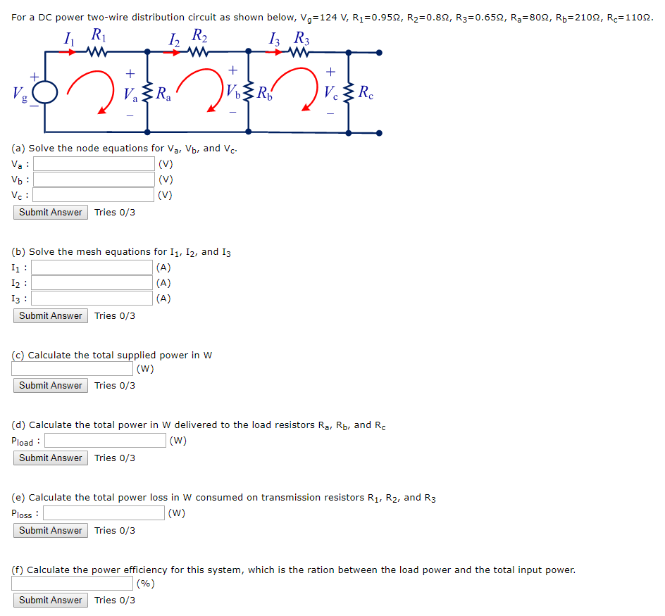 Solved For a DC power two-wire distribution circuit as shown | Chegg.com