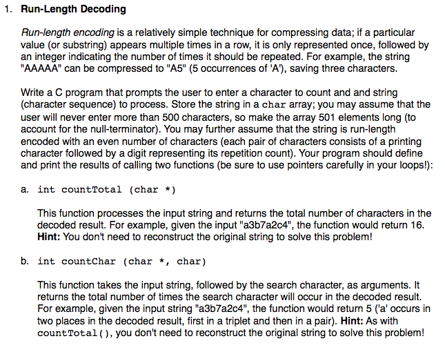 Solved Run Length Encoding Is A Relatively Simple Technique 