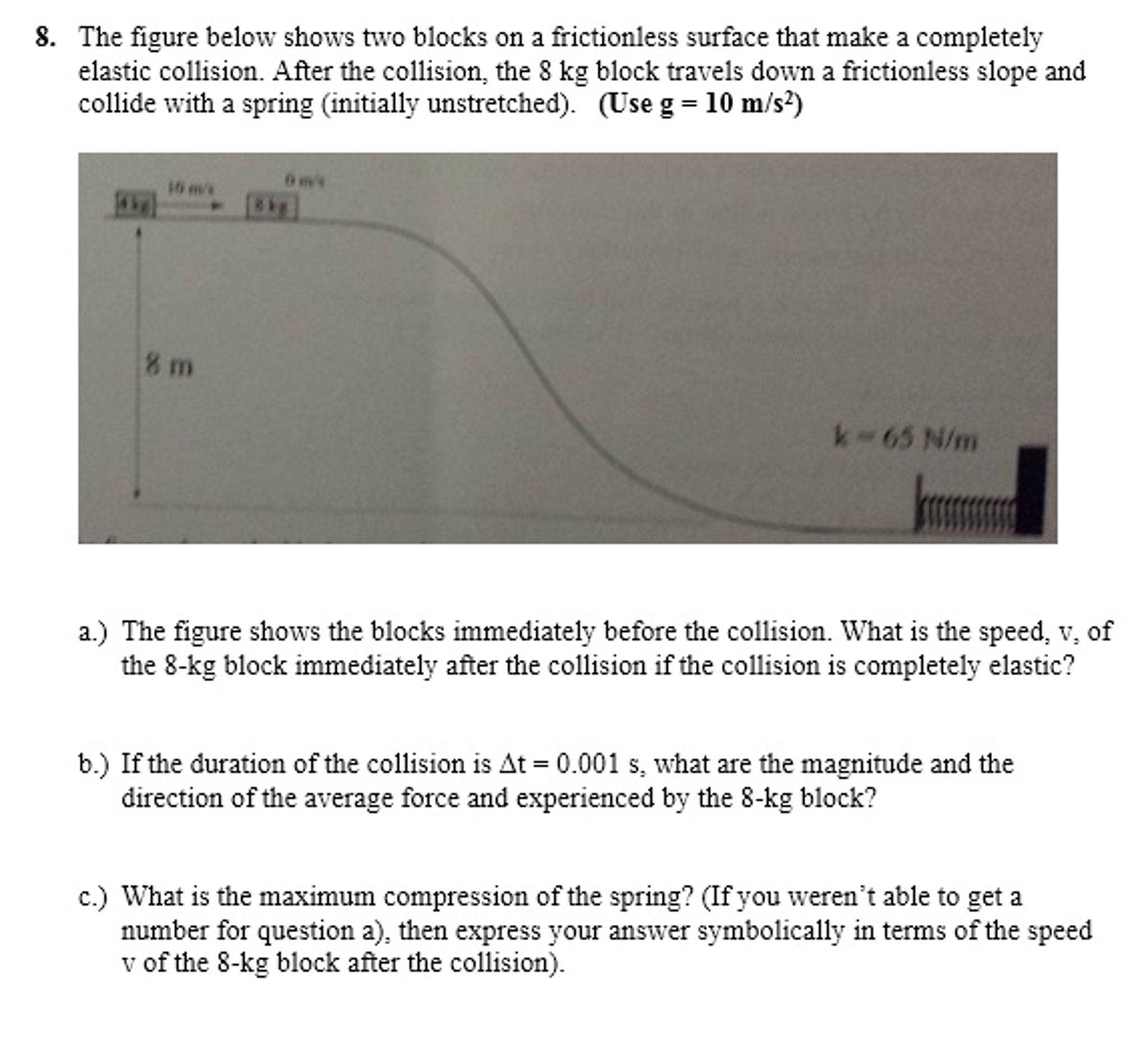 Solved The figure below shows two blocks on a frictionless | Chegg.com