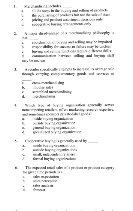 Solved Merchandising includes___. all the steps in the | Chegg.com