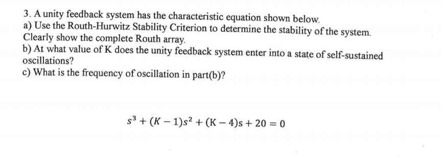 Solved 3. A unity feedback system has the characteristic | Chegg.com