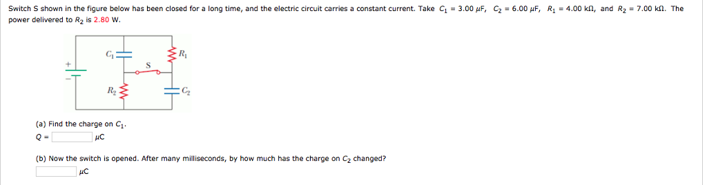 Solved Switch S shown in the figure below has been closed | Chegg.com