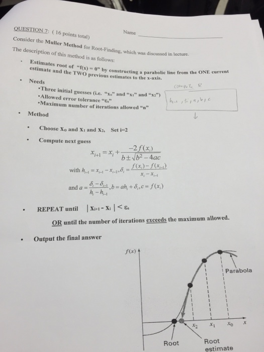 Consider the Muller Method for squareroot-Finding, | Chegg.com