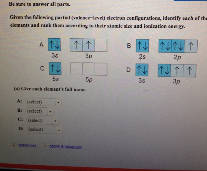 Solved Be sure to answer all parts. Given the following | Chegg.com