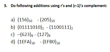 Solved 3. Do following additions using r's and (r-1)'s | Chegg.com