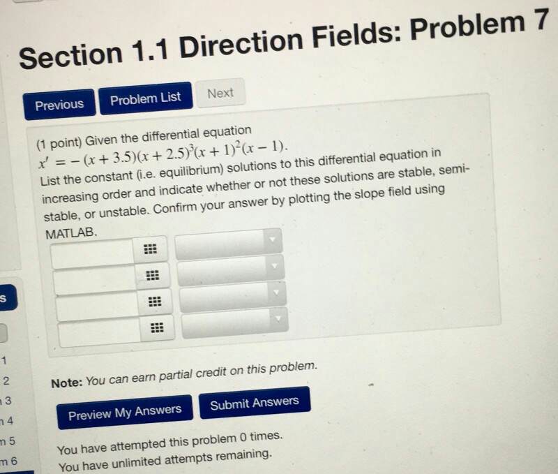 Solved Section 1 1 Direction Fields Problem 7