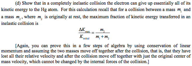 Solved Show that in a completely inelastic collision the | Chegg.com