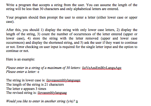 Solved Write a program that accepts a string from the user. | Chegg.com