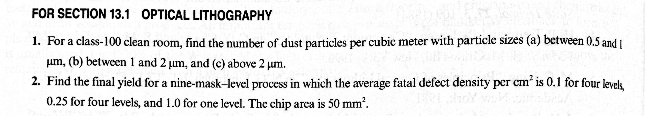 Solved 1. For a class-100 clean room, find the number of | Chegg.com