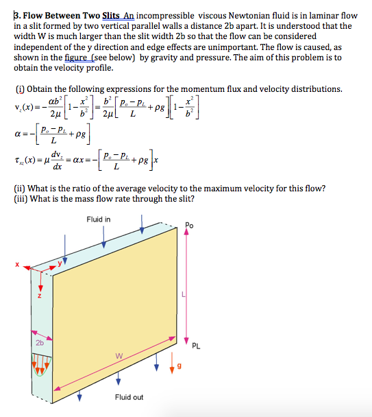 Solved 3 Flow Between Two Slits An Incompressible Viscous