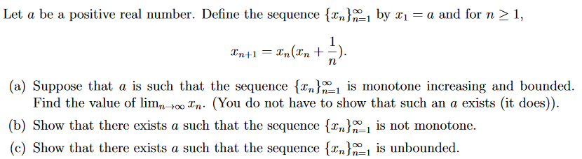 Solved Let a be a positive real number. Define the sequence | Chegg.com