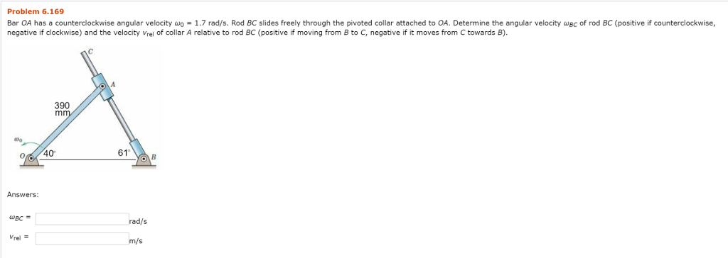 Solved Bar OA has a counterclockwise angular velocity | Chegg.com