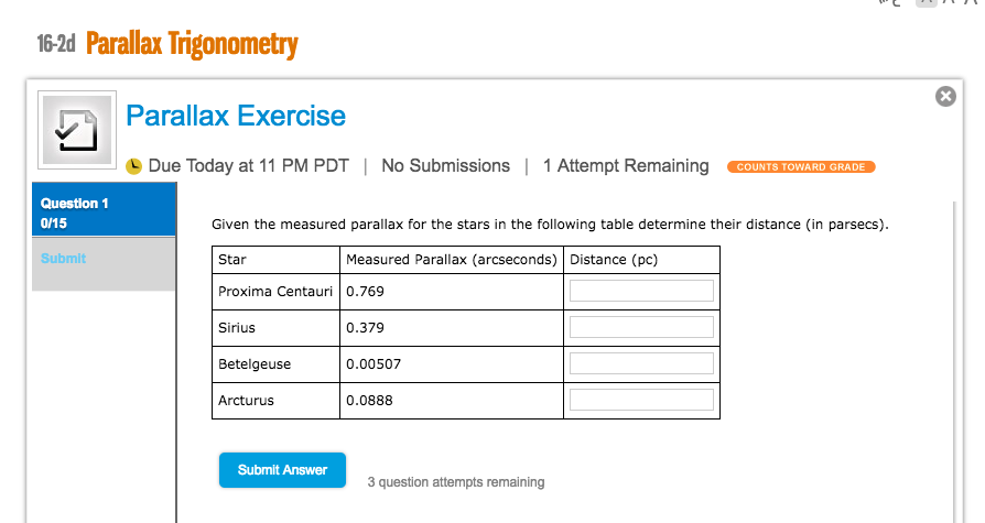 Solved 62d Parallax Trigonometry Parallax Exercise Due Today 5064