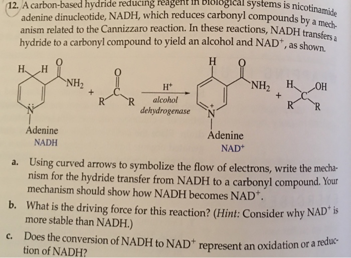 Solved A carbon-based hydride reducing reagent in biological | Chegg.com