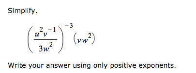 Solved Simplify. 2-1 lu v 3W / Write your answer using only | Chegg.com
