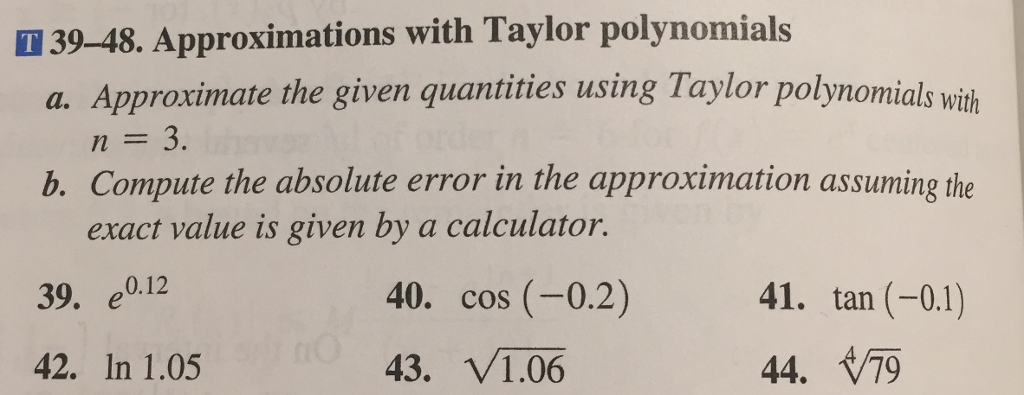 Solved Approximations with Taylor polynomials a. | Chegg.com