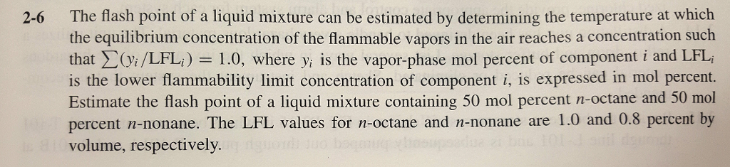 Solved The flash point of a liquid mixture can be estimated | Chegg.com