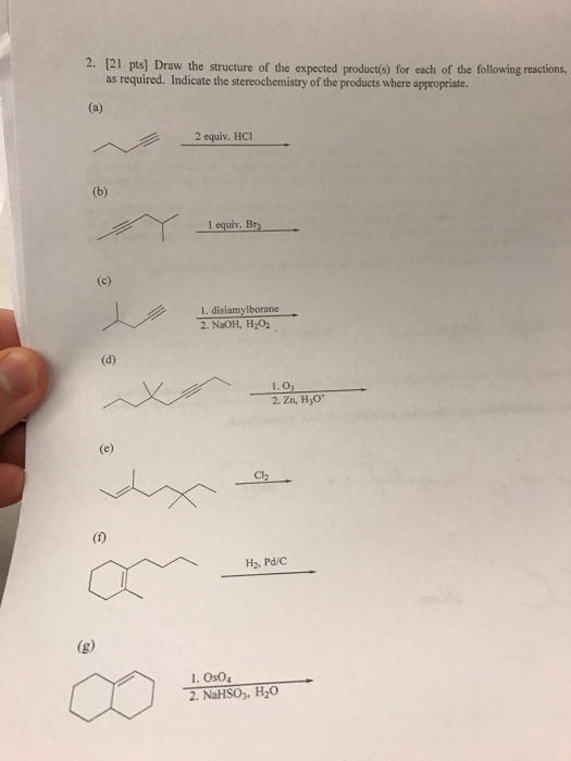 Solved Draw The Structure Of The Expected Product S For