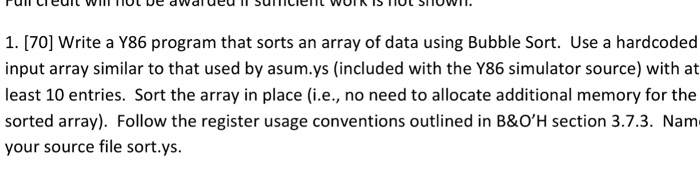 Solved Write a Y86 program that sorts an array of data using | Chegg.com