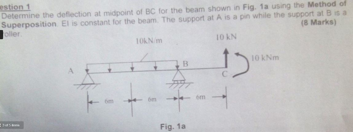 Solved Determine the deflection at midpoint of BC for the | Chegg.com