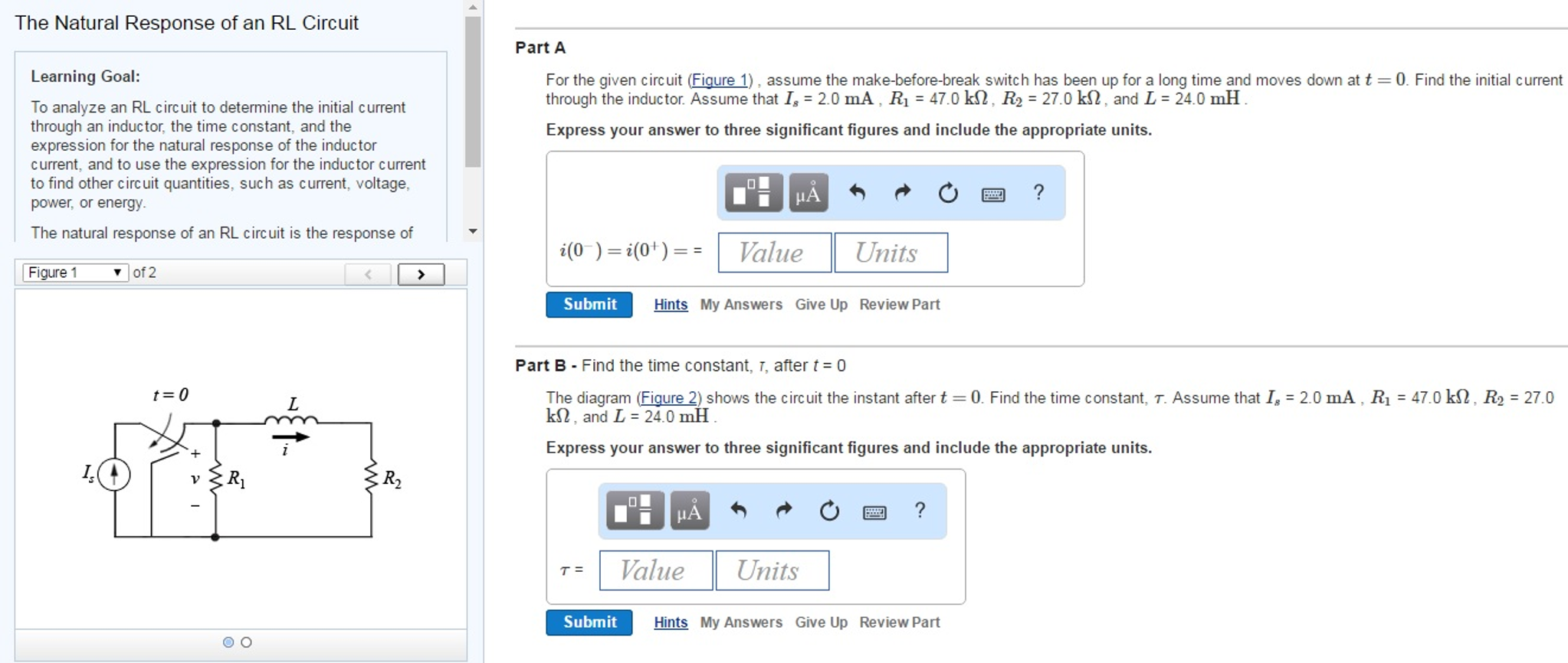 Solved To analyze an RL circuit to determine the initial | Chegg.com