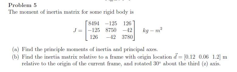 Solved The moment of inertia matrix for some rigid body is | Chegg.com