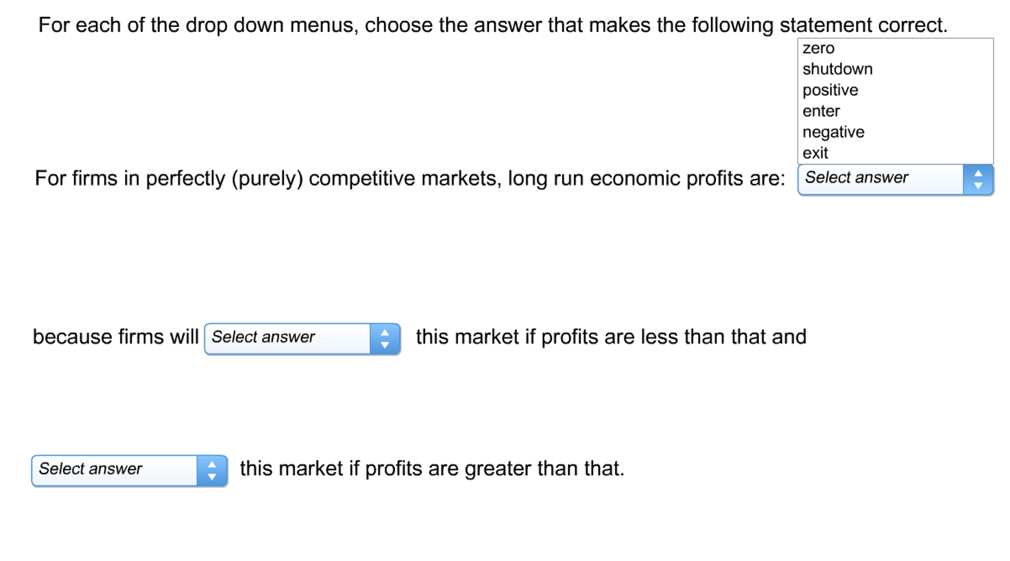 Solved For each of the drop down menus, choose the answer | Chegg.com