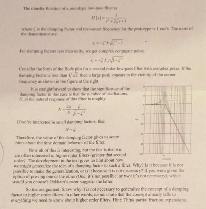 Solved The transfer function of a prototype low-pass filter | Chegg.com