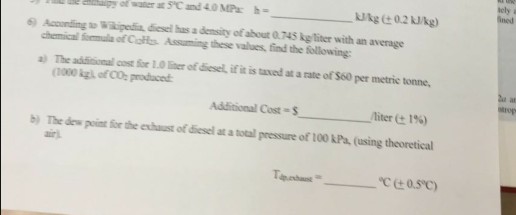 Solved According to Wikipedia, diesel has a density of about | Chegg.com