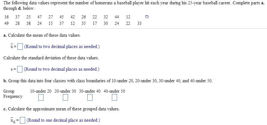 Solved The following data values represent the number of | Chegg.com
