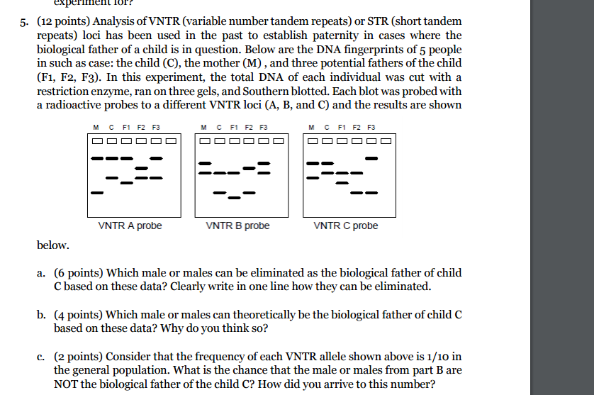 Solved Analysis Of Vntr Variable Number Tandem Repeats Or
