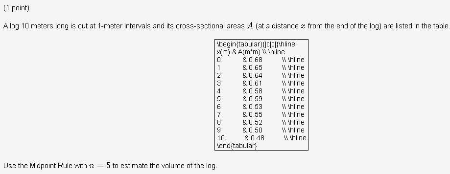 Solved (1 point) A log 10 meters long is cut at 1-meter | Chegg.com