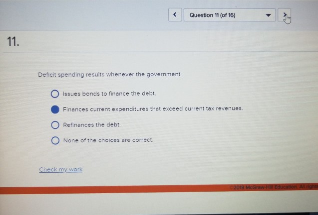 Solved Question 1 Of 16 The National Debt Is O The Amount Chegg