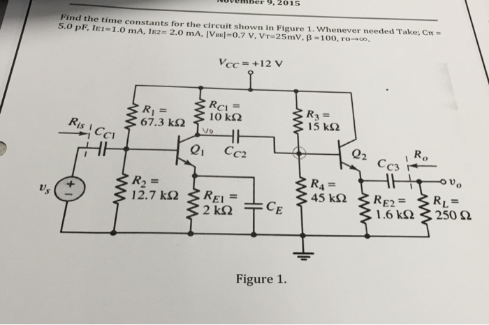 Solved Find the time constants for the circuit shown in | Chegg.com