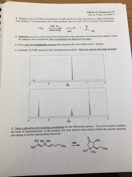 Solved Propane reacts with HBr in the presence of light and | Chegg.com