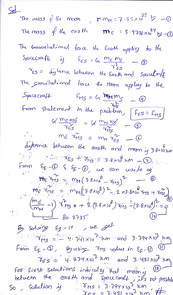 Solved Consider a spacecraft that is positioned directly | Chegg.com