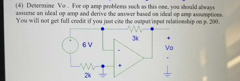 Solved (4) Determine Vo. For op amp problems such as this | Chegg.com