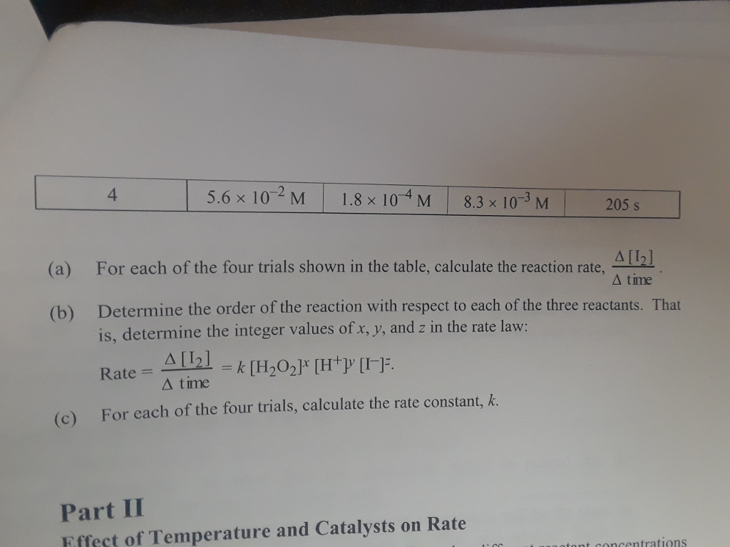 Solved (a) calculate reaction rate (b) determine the | Chegg.com