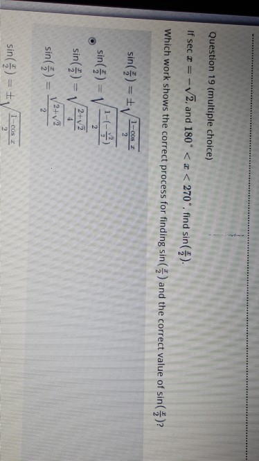 Solved If sec x = -Squareroot 2, and 180 degree